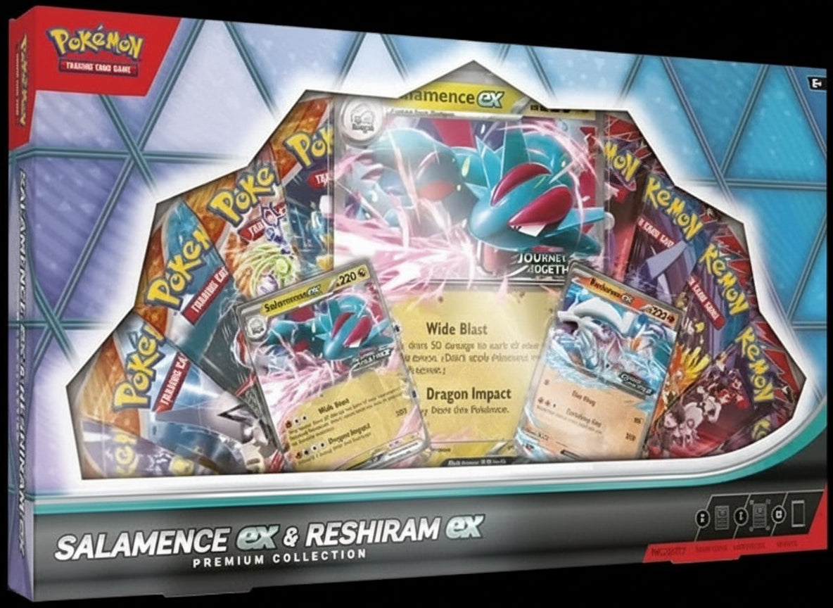 Pokemon Salamence Ex & Reshiram Ex Premium Collection Box – ONE CARD SHORT